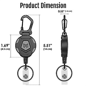 MNGARISTA Retractable Keychain, Heavy Duty Carabiner Badge Holder, Tactical ID Badge Reel with 31.5” Steel Retractable Cord, 8.0 oz