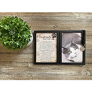Pawprints Left By You Memorial 5x7 Frame for Cat with Pet Tag