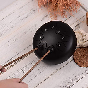 Rain Drum, Upgraded Rain Drum for Outside, Rain Drum for Garden 8 Notes 6 IN, Rain Chimes for Outside, Steel Tongue Drum, Tongue Drum (Black)
