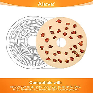 AIEVE Dehydrator Parchment Paper Compatible with Nesco Dehydrator, Non-stick Round Food Dehydrator Sheets Fruit Dehydrator Mats Compatible with Nesco Food and Jerky Dehydrator NESCO Snackmaster