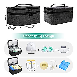 Breast Pump Bag Compatible with Willow and Elvie Breast Pump for Working Moms, Carrying Breast Pump Storage Bag with 2 Compartments for Wearable Breast Pump and Accessories（Black）