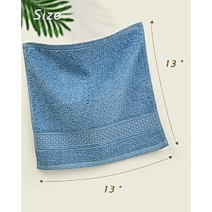 Cleanbear Pure Cotton Wash Cloths Face Cloths, 6 Colors per Set, 13 x 13 Inches (Light Blue, Jade Green, Light Green, Grey, Light Grey, Pink)
