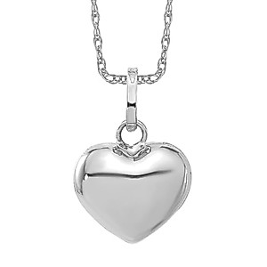 IceCarats 14K White Gold Heart Necklace Love Pendant Charm Only