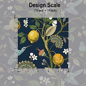 Blooming Wall Blue Bird Fresh Lemon Tree Peel and Stick Wallpaper Removable Self Adhesive Wall Mural Wall Decor, 14.5 Square Ft/Roll