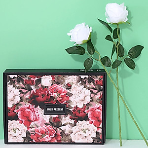 Cloudecor 15Pcs Artificial Roses Velet Real Touch Single Stem Fake Roses Silk Realistic Bouquet Flowers Arrangements Home Office Garden Grave Party Wedding Decoration(Pure White-15p, Blossom Roses)