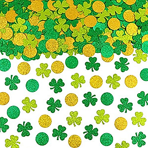 DIYDEC St Patrick's Day Paper Shamrock Table Confetti , Irish Lucky Clover Sequins Foil Glittering Table Confetti Decoration for St Patrick's Day Party Supplies