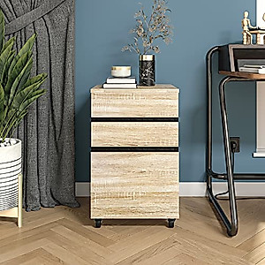 YITAHOME 3 Drawer Mobile File Cabinet, Wood Filing Cabinet for Home Office Fits A4 or Letter Size, Under Desk Rolling Storage Cabinet with Wheels, Oak