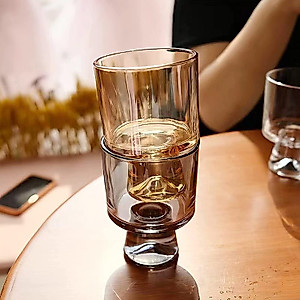 Martini Glasses 8 OZ (Set of 6) With Stylish Colorful Bases | Elegant Stemless Bar Glasses | reat for Martini, Cocktail, Whiskey, Margarita, & More | Cocktail Glasses (transparent)