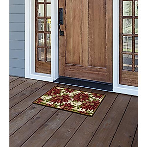 Brumlow MILLS Poinsettia Rug, 20" x 34", Garnet