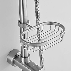 Shower System with 8" Rain Shower Head, 5-Function Shower Head with Handheld, Adjustable Slide Bar, 59" Stainless Steel Hose, Brushed Nickel