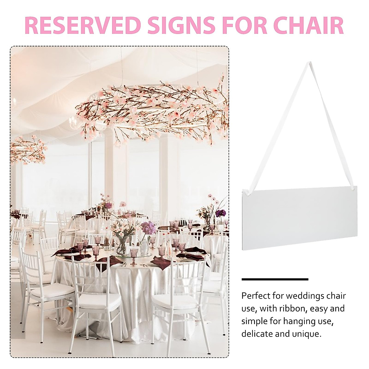 ULTECHNOVO DIY Acrylic Wedding Chair Signs Blank Clear for Mr Mrs Wedding Home Office Crafting for Bride Groom with Ribbon 6pcs