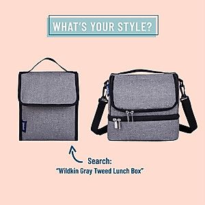 Wildkin Two Compartment Insulated Lunch Bag for Kids – School & Travel Ready - Gray Tweed