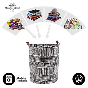 ModernHome & Co 19.7in Tall Laundry Basker Large Hamper Room Storage Decor Waterproof Foldable Canvas Laundry Baskets Kawaii Room Decor Baskets For Organizing Baby Hamper Laundry Bag (Blk bamboo)
