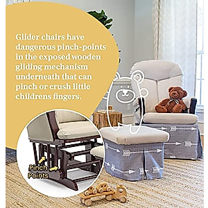 Glider Skirt, Universal Fit Safety Skirt for Glider Chair and Ottoman for Nursery, Baby Proofing Pinch Guard, Glider Chair and Ottoman Sold Separately, Slate Arrow Style