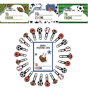 Sports Valentines for Kids Classroom Exchange 24 pcs Sports Bookmarks Basketball Football Baseball Valentines