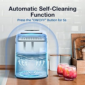 Ice Maker Countertop Machine with Self-Cleaning Function，26LBS in 24 Hours, 9 Ice Cubes Ready in 6 Mins, Compact Ice Cube Maker with Ice Scoop & Basket for Home Kitchen Office Bar (White)