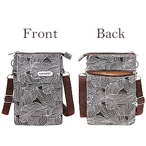 allydrew Mini Crossbody Cell Phone Bag, Front Flap/Brown Leaves