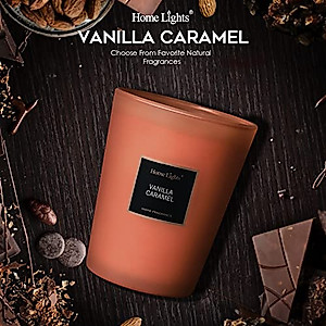 HomeLights Highly Scented Candles, Big 33.3 oz for Home, Natural Soy Aromatherapy Candles, Smokeless Long Lasting 130 hrs with 3 Cotton Wicks, Candles Gifts for Women & Men - Vanilla Caramel