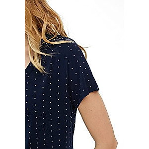 Joyaria Womens Capri Bamboo Pajamas Capri Pjs Set Night Sweats Short Sleeve Sleepwear Hot Flashes(Navy Polka Dot,XXL)