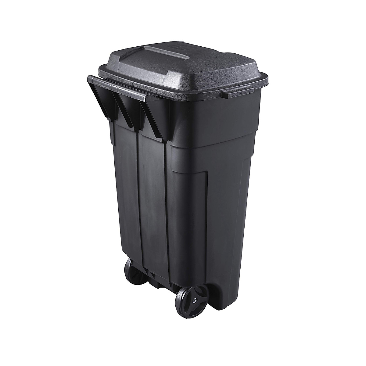 Rubbermaid Roughneck Heavy-Duty Wheeled Trash Can with Lid, 34-Gallon, Black, for Outdoor Use