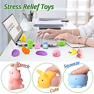 Mochi Squishy Toys FLY2SKY 30Pcs Animal Squishies Party Favors for Kids Stress Relief Toys Kawaii Animal Stress Toys Cat Stress Reliever Squishy Toys Mini Novelty Gifts Seal Rabbit Cat Random Squishys