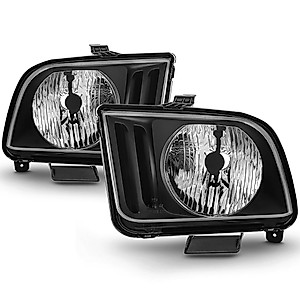 AKKON - For 2005 2006 2007 2008 2009 Ford Mustang OE Direct Replacement Black Headlights Lamp Left + Right