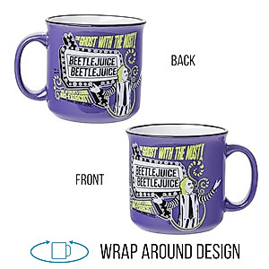 Silver Buffalo Beetlejuice Ghost With The Most Bio Exorcist Ceramic Camper Mug, 20 Ounces