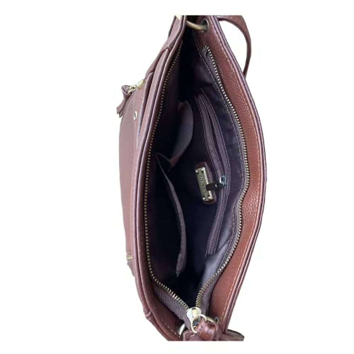 CCWBAGS Genuine Leather Satchel/Cross Body Concealed Carry Purse, Brown