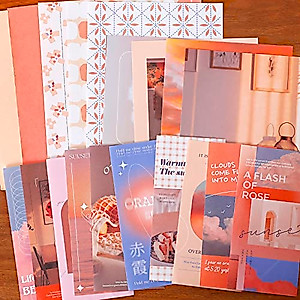 TIANREN Aesthetic Scrapbook kit(348pcs),Junk Journal/Daily Journal Scrapbooking Supplies Stationery,A6 Grid Notebook,DIY journaling Craft Gift for Teen Girls, Boys,Kids,Women..（Sunset