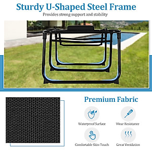 HAPPYGRILL Folding Lounge Chair with 4 Position Adjustable Backrest, Portable Lightweight Reclining Chair Recliner for Beach Camping Patio Lawn