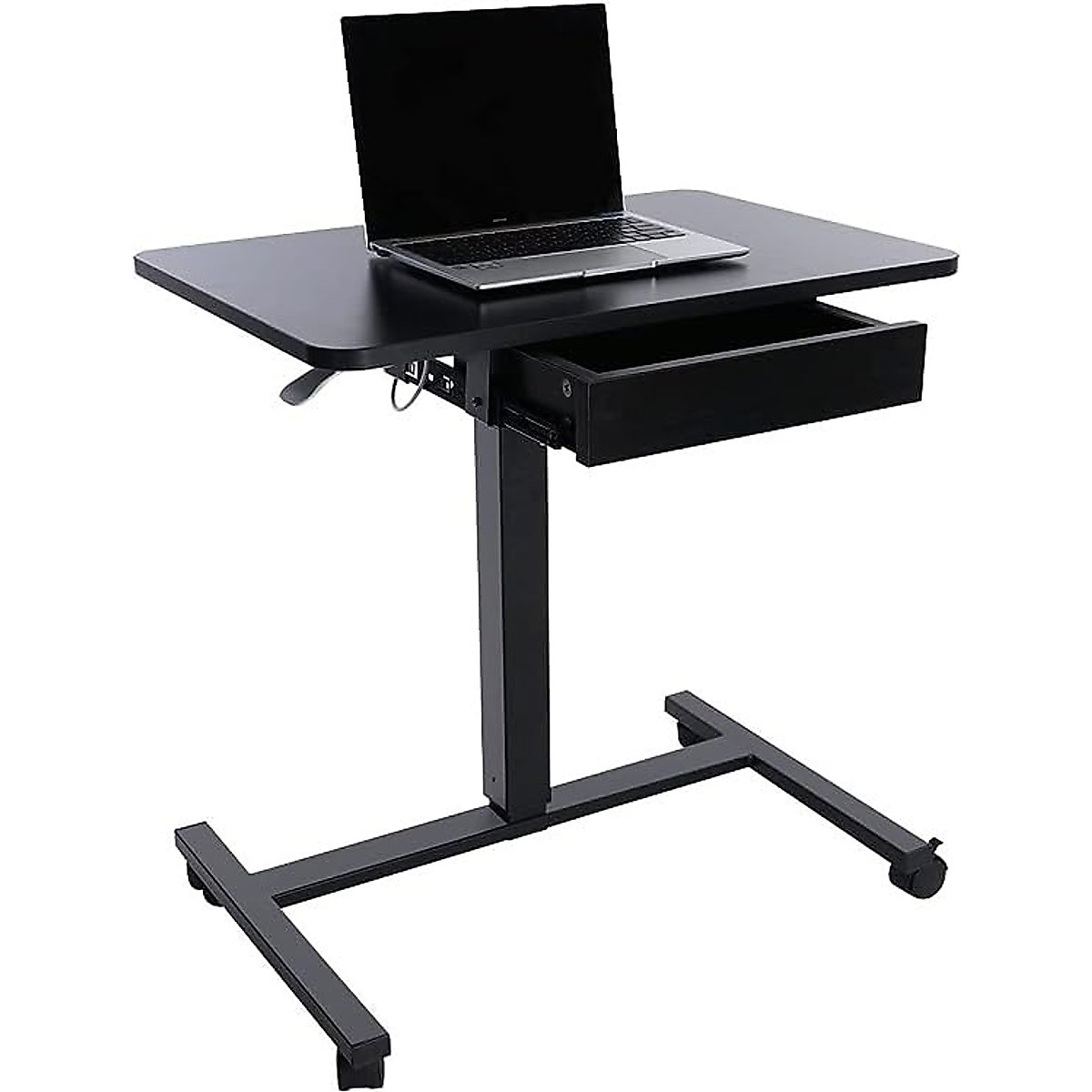 CLATINA Mobile Laptop Desk Adjustable Height Standing Desk Adjust from 30'' to 45.7'' Rolling Cart Ergonomic Table with Drawer