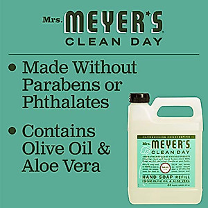 Mrs. Meyer's Hand Soap Refill, Made with Essential Oils, Biodegradable Formula, Basil, 33 Fl. Oz - Pack Of 2