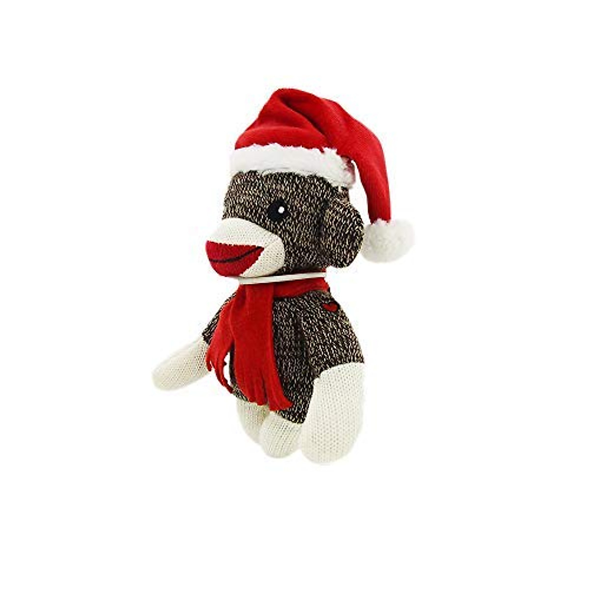 Plushland Sockiez Christmas Sock Monkey 6 Inches, with Santa Hat - Stuffed Animals Toy, Best Xmas Gift for Kids, Girls, Boys On This Holiday (Christmas)