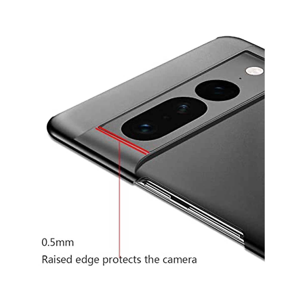 Bastmei Google Pixel 7 Pro 5G Case (2022) - Ultra-Light, Slim Camera Protection Hard PC Cover - Gravel Black