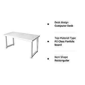 TOPSKY 59" Big Large Computer Office Desk 1.88" Thickness Desktop (White Marble Texture)