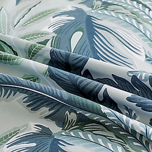 Koudi Tropical Duvet Cover Set Queen Blue Green Palm Leaves Monstera Plant Bedding Set Rainforest Botanical Microfiber Comforter Cover with Zipper Ties