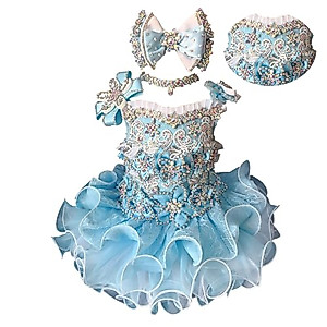 Jenniferwu Infant Toddler Baby Newborn Little Girl's Pageant Party Birthday Dress G016B Blue Size 3T
