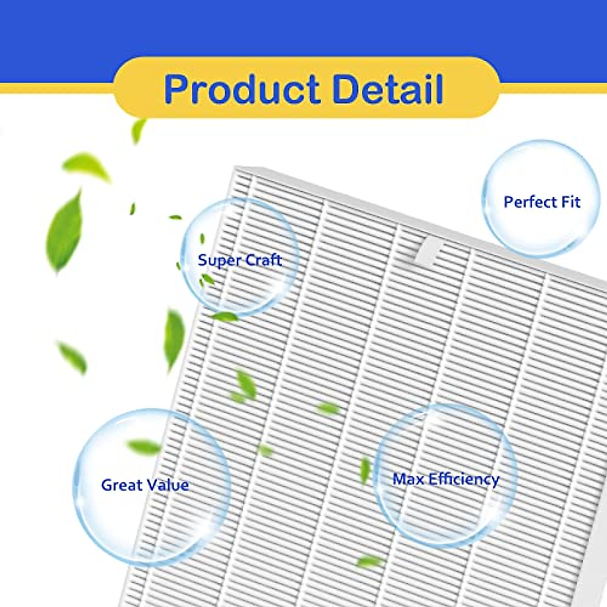 C545 True HEPA Replacement Filter S Compatible with Winix C545, B151, P150, 9300 Air Purifier, Replaces Winix Filter S 1712-0096-00 and 2522-0058-00, 2 HEPA Filter + 8 Carbon Filter