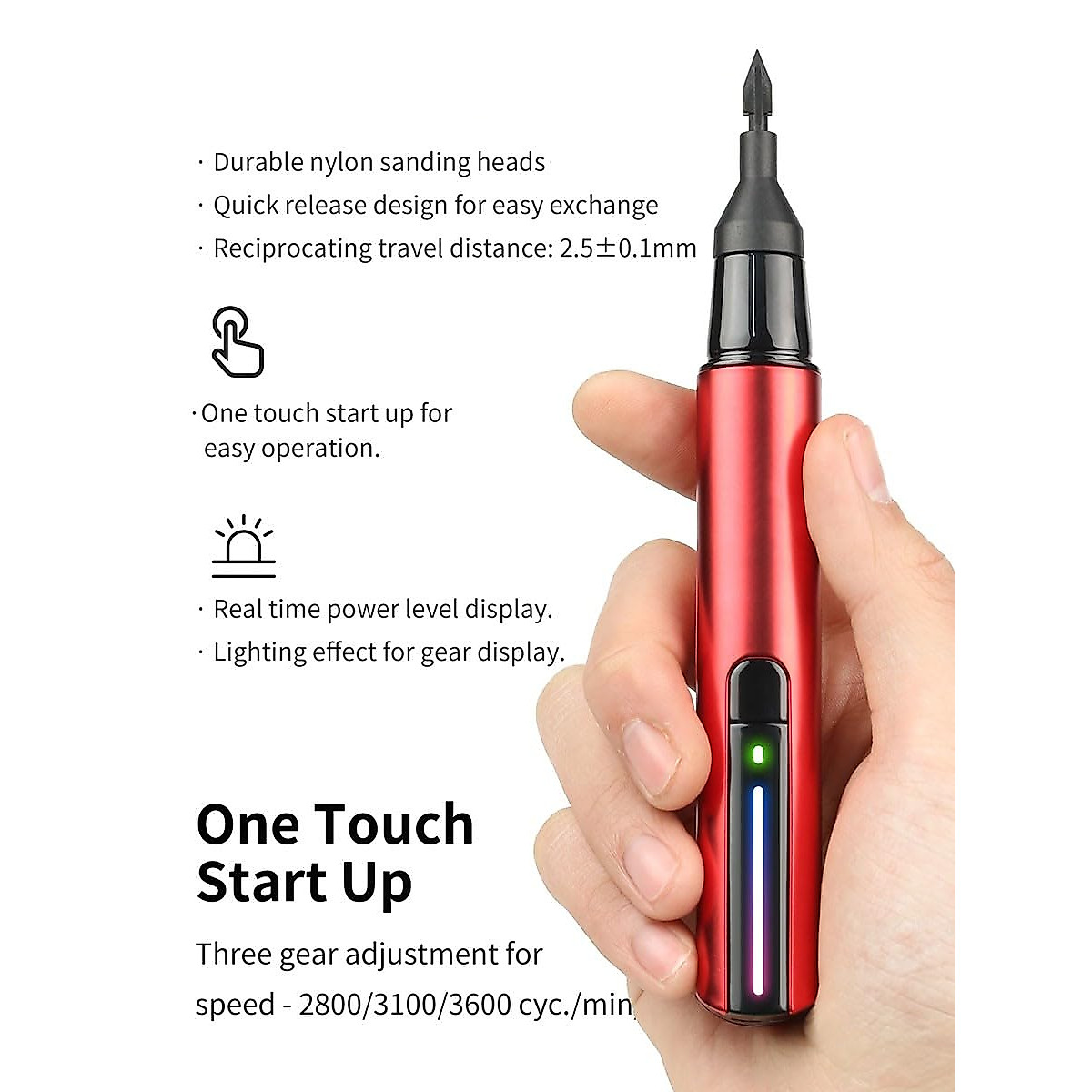 Reciprocating Sander,USB Quick Charging Sanding Pen With 8pcs Sanding Head,Self-Adhesive Sandpaper Pre-cut mesh 134pcs (ESA)