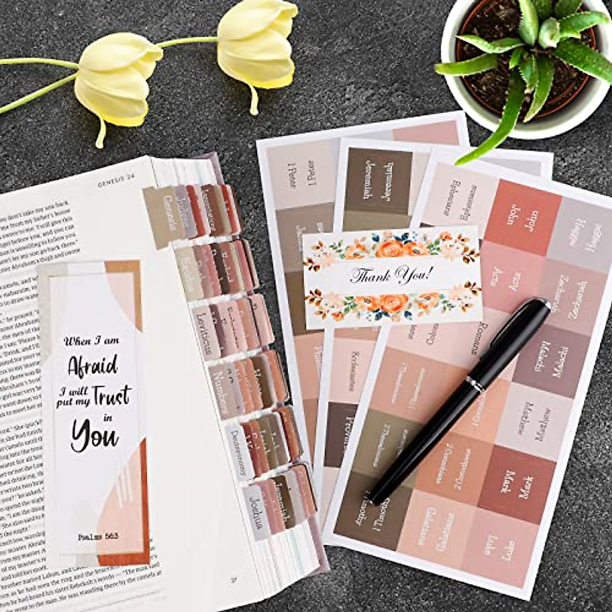 Earth Tone Bible tabs, Large Print Laminated Bible tabs for Women and Men, Easy to Read, Easy to Apply, Bible Journaling Tabs