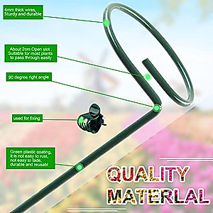 Dreecy 6 Pack 16 Inch Orchid Support Stakes with 12 Pcs Clips, Sturdy Metal Floral Flower Support Garden Single Stem Plant Stakes for Amaryllis Orchid Tomatoes Lily Rose Peony,Dark Green