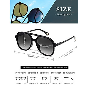 MASDUN Retro Square Aviator Sunglasses Womens Mens 70s Stylish Vintage Double Bridge Sun Glasses