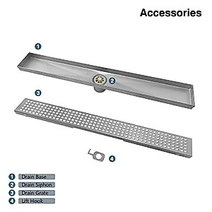 Naiture Brushed Stainless Steel 18" Lattice Linear Shower Drain