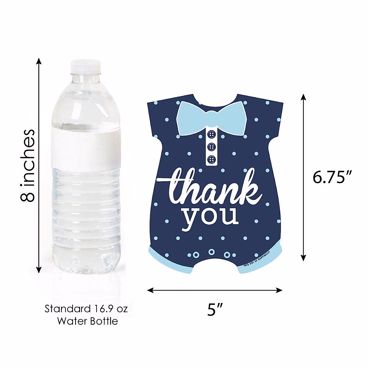 Big Dot of Happiness Hello Little One - Blue and Navy - Shaped Boy Baby Shower Thank You Note Cards with Envelopes - Set of 12