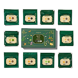 VAHDAM, Assorted Green Tea Sampler Gift Set (10 Teas, 50 Serving) Gluten Free, Non GMO | 10 Exotic Loose Leaf Tea Sampler | Green Tea Variety Pack, Gifts For Him/Her | Gifts for Women & Men
