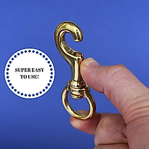 Flag Clips for Rope 4-Pack - Durable 3.2” Bronze Brass Snap Clip with Swivel Eyelet - Best for Flag Poles with Halyard Rope - 4 PCS Flag Pole Clips by Hieno Supplies