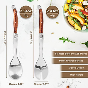 Salad Servers Set - 10" Spoon and Fork Utensils for Serving Salad Stainless Steel - Set of 2 Salad Spoon and Salad Fork Kitchen Salad Tongs (Black)