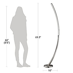Catalina Lighting Mid-Century Modern Dimmable 4-Way Touch Arc LED Floor Lamp, 69.25", Silver