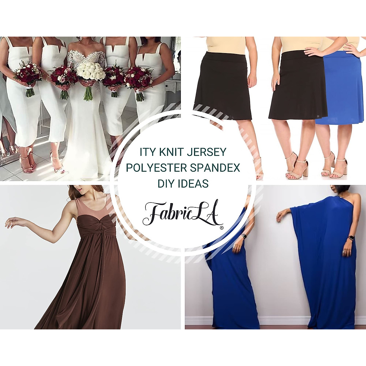 FabricLA ITY Knit Jersey Polyester Spandex Fabric by The Yard - 60" Inch Wide, 2-Way Stretch - Costumes & Dancewear - Black, 2 Continuous Yards