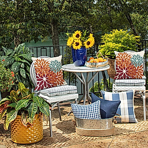 DFXSZ Outdoor Throw Pillow Covers 18x18 Inch Set of 2 Waterproof Spring Summer Geometric Elegant Burnt Orange Outdoor Pillow Covers for Patio Funiture Garden Couch 168D18